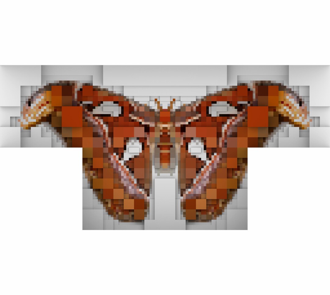 Atlas Moth Pixel Art Print, Digital Nature Wall Art, Retro Moth Poster ...