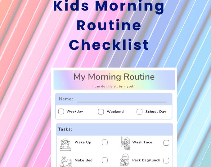 Kids Morning Routine Chart Printable for Toddlers, Daily Visual ...
