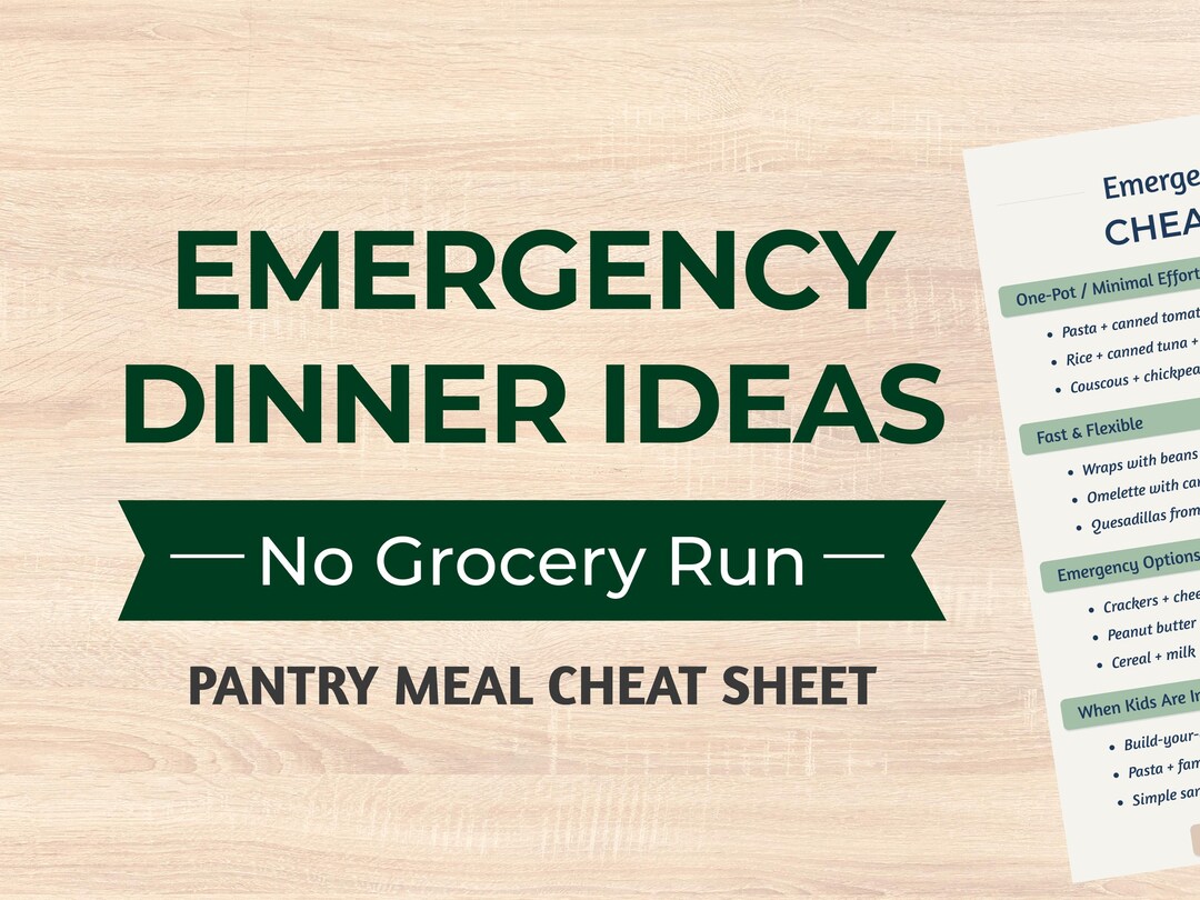 Emergency Dinner Ideas Printable | Pantry Dinner List for Last-minute ...