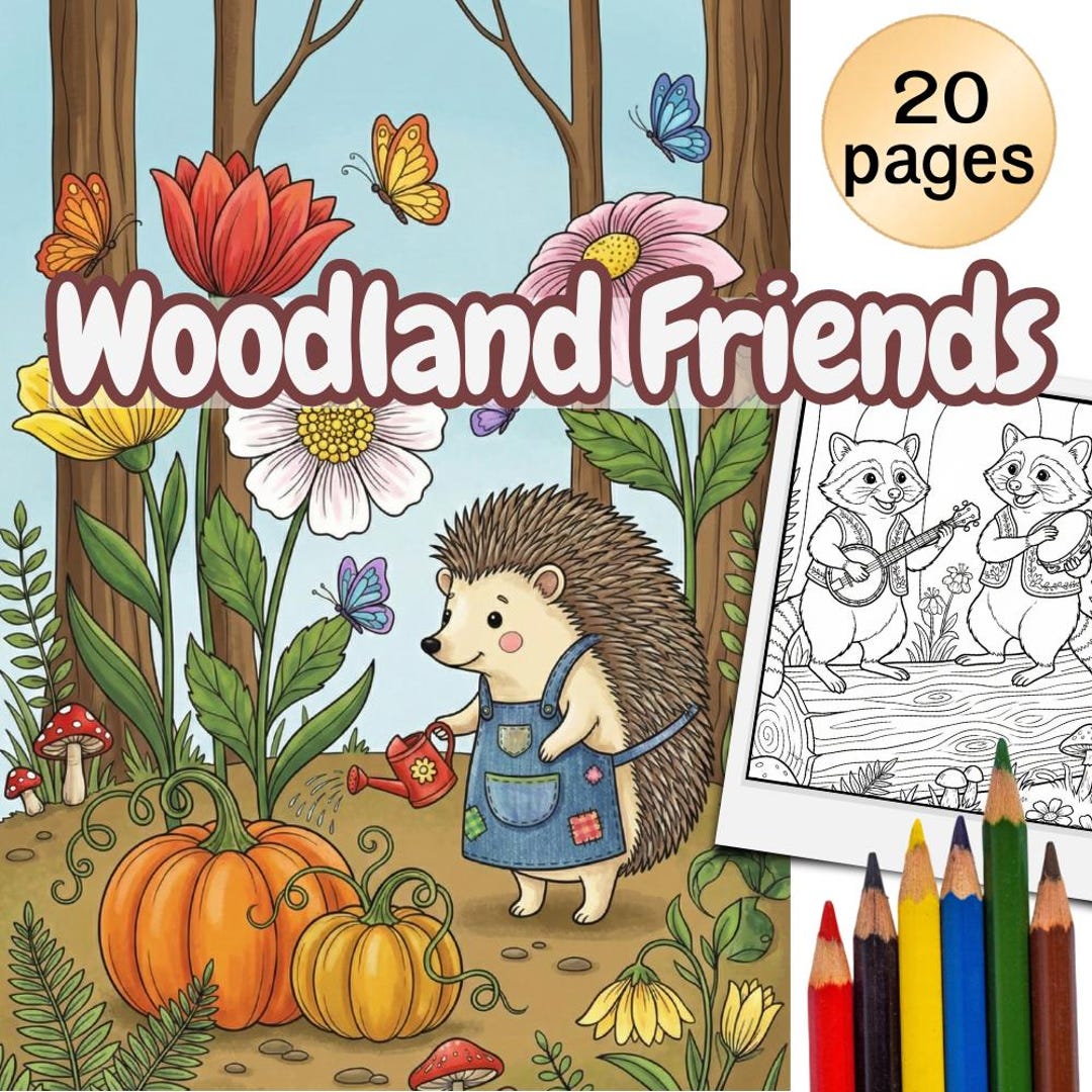 20 Woodland Friends Coloring Pages for Adults & Kids | Printable PDF ...