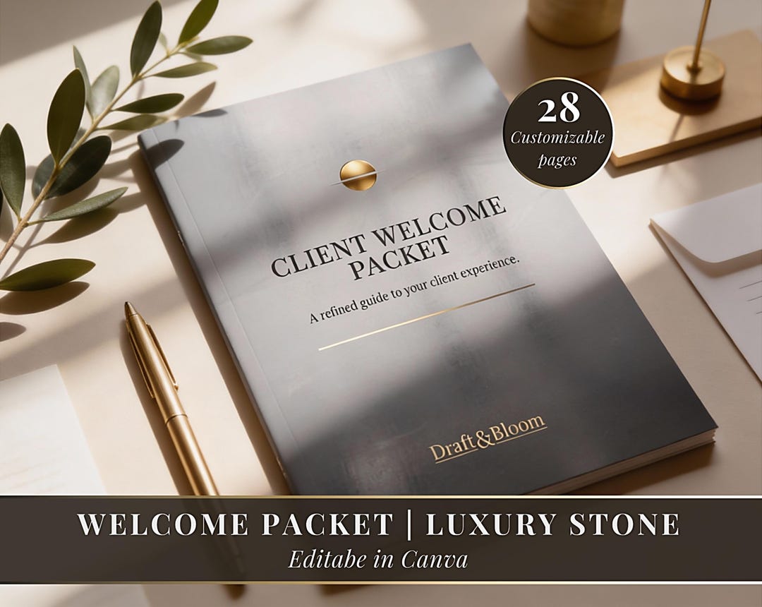 Client Welcome Packet | Luxury Stone Canva Template - Etsy
