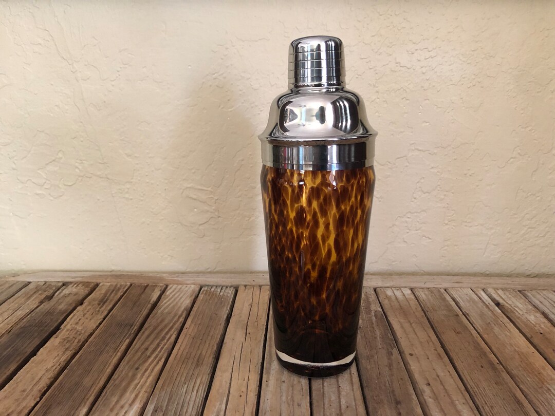 Vintage Tortoise Shell and Silver Metal Cocktail Shaker - Etsy