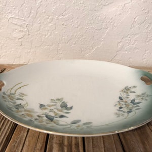 Antique Green and White Floral German Plate - Etsy