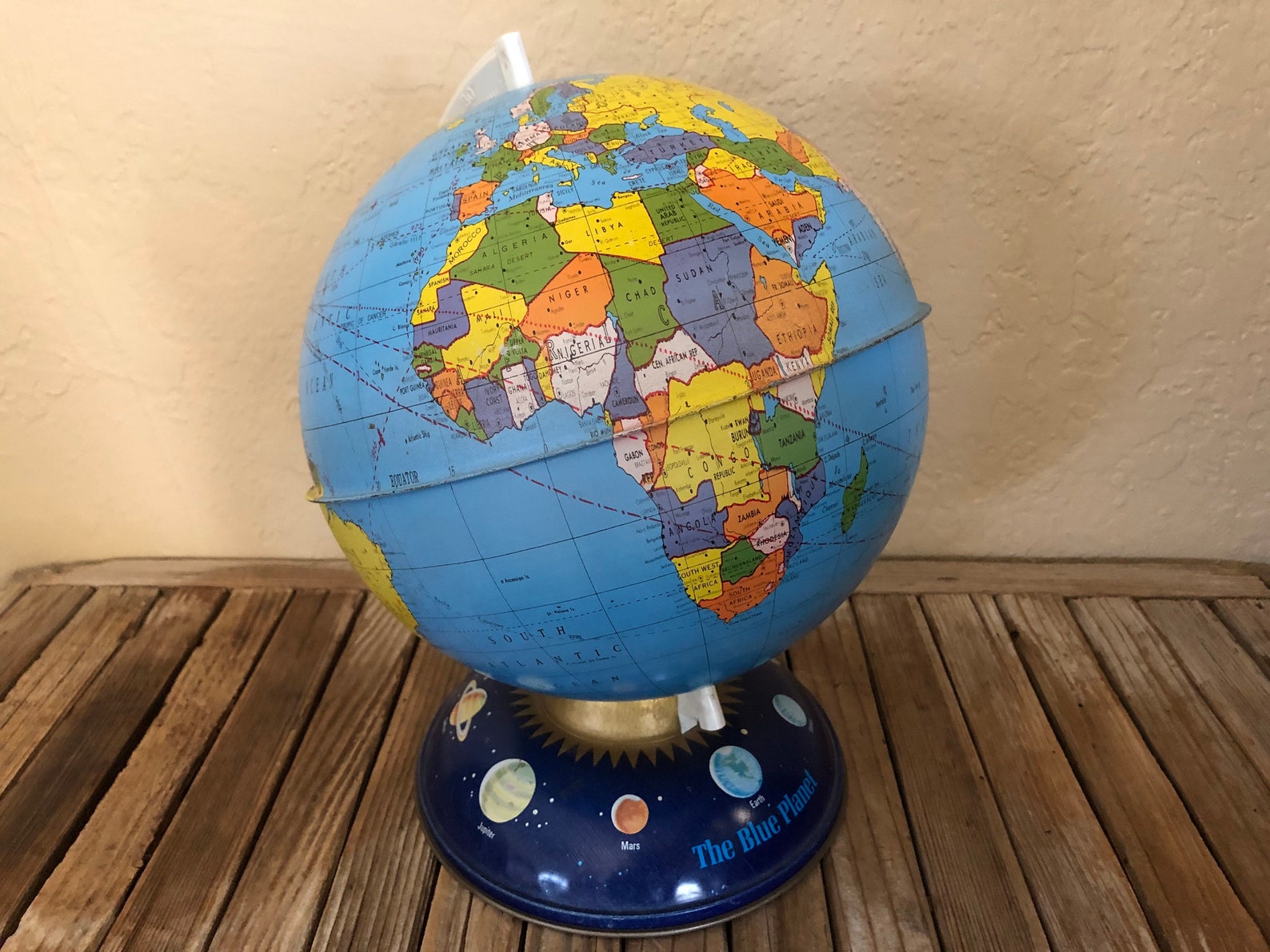Mid Century Ohio Art Planetary Metal Globe Bank on Stand - Etsy