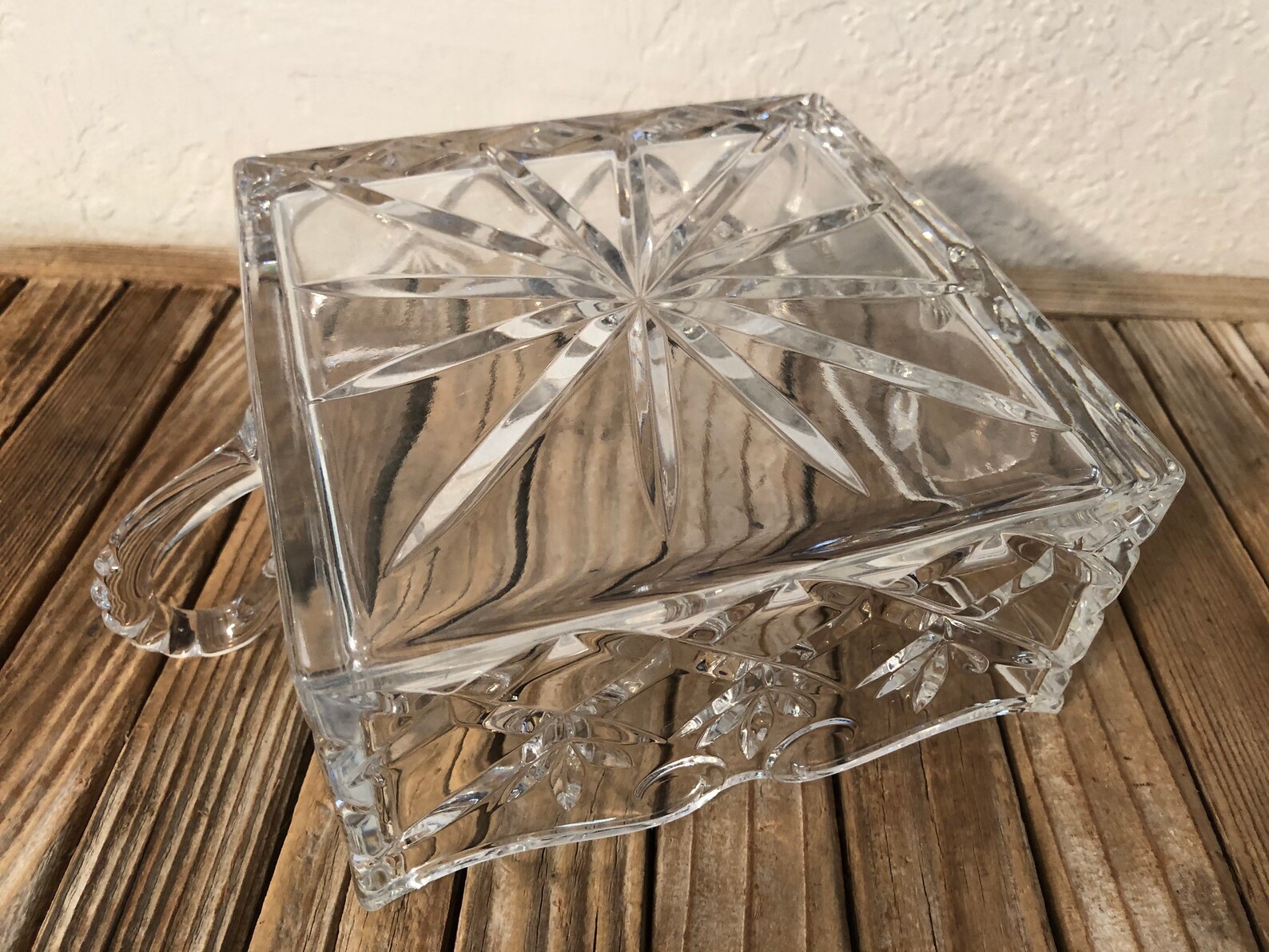 Vintage Leaded Cut Glass Double Handled Serving Dish - Etsy