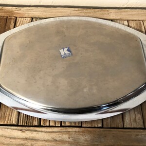 Mid Century Wood Silver Kromex Tray Made in U.S.A. - Etsy