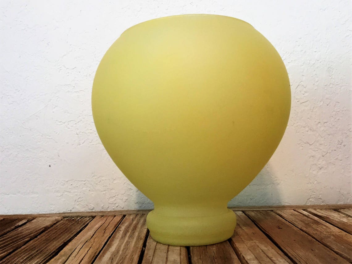 Vintage Frosted Yellow Vase - Etsy