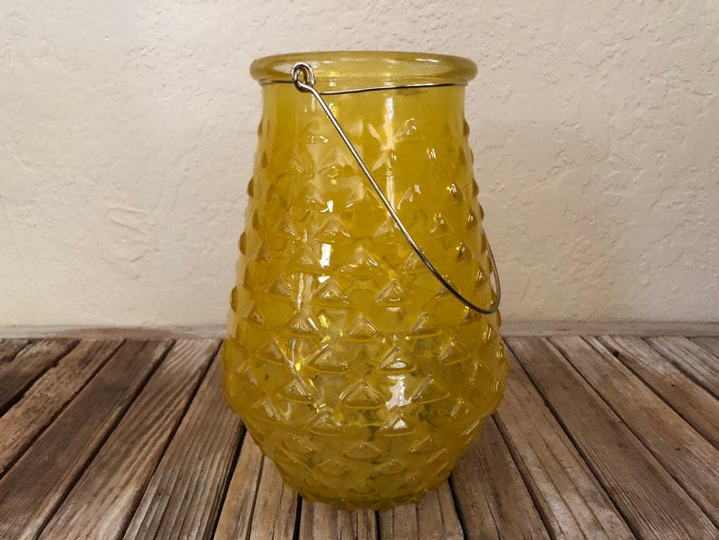 Vintage Yellow Triangle Pressed Glass and Silver Wire Candle - Etsy