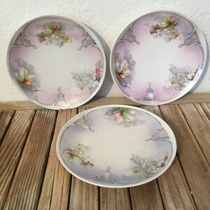 Antique Set of 3 Floral Victorian Plates - Etsy