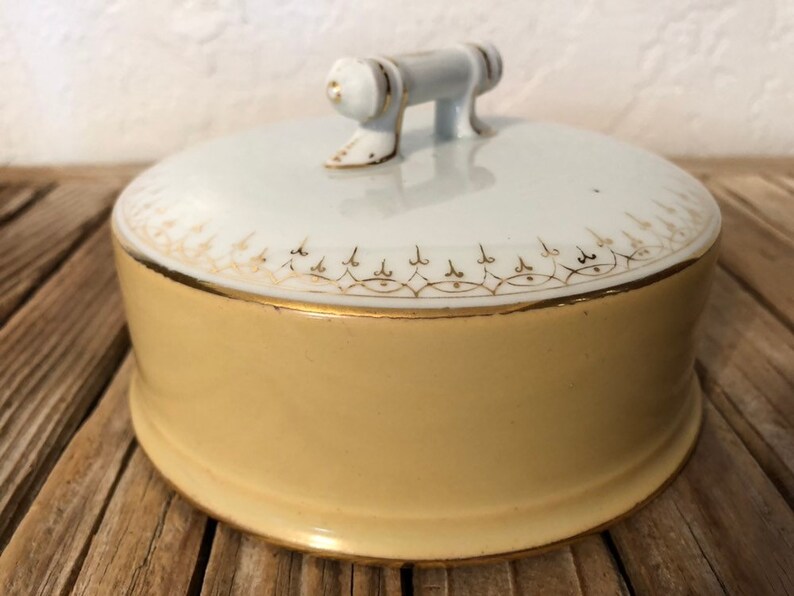 Antique Regency Yellow and Gold Ceramic Cheese Cover - Etsy