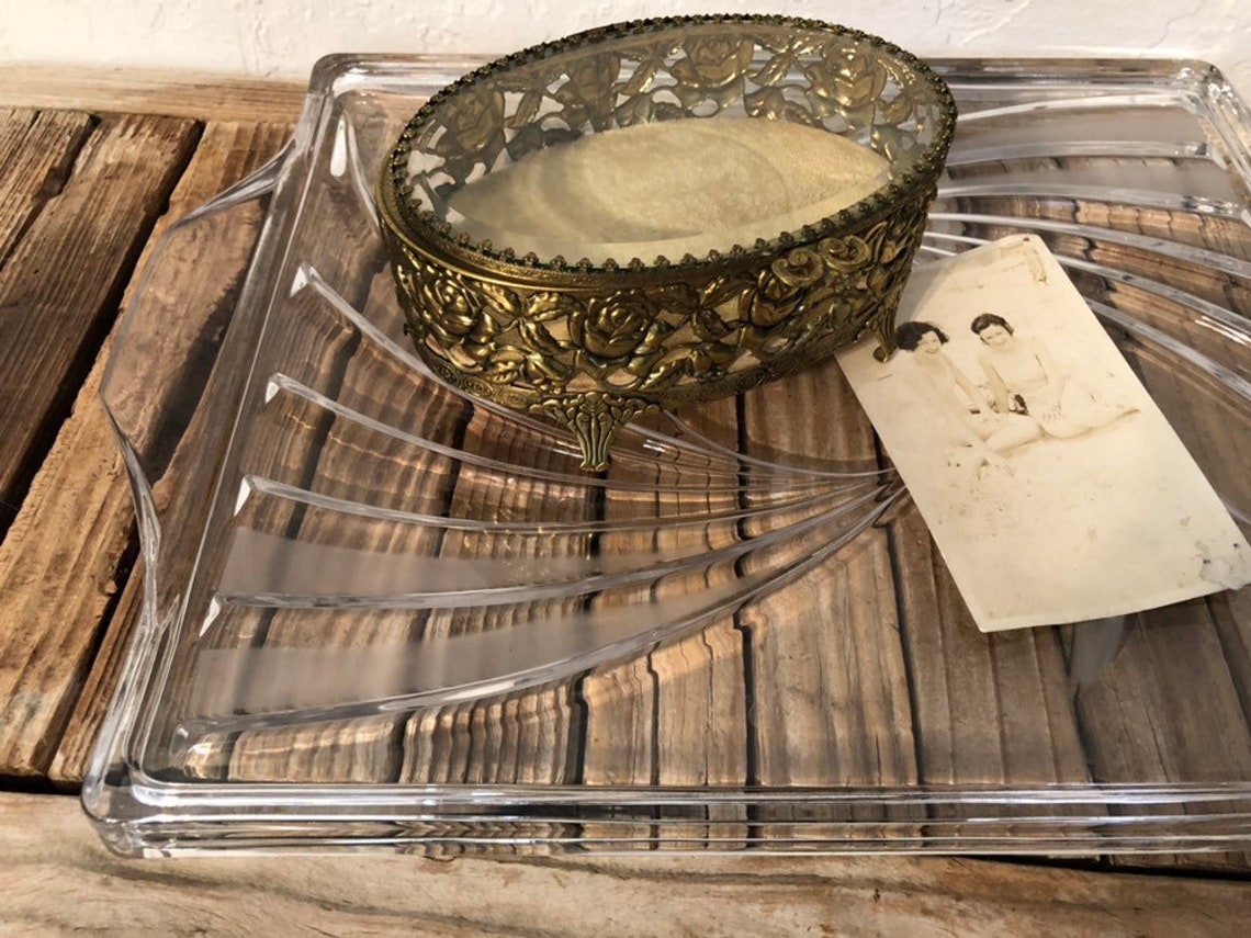Vintage Pressed Glass Vanity Tray Etsy