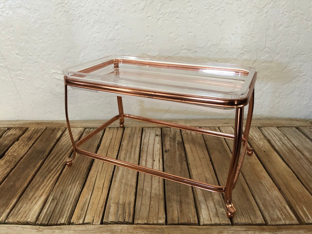 Vintage Rose Gold Two Tiered Metal Stand With Clear Acrylic Tray - Etsy
