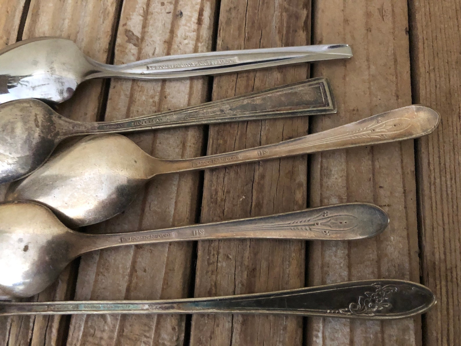 Set of Eight Antique Silver and Gold Spoons Sri Stainless Wm - Etsy
