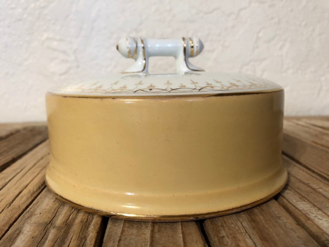 Antique Regency Yellow and Gold Ceramic Cheese Cover - Etsy