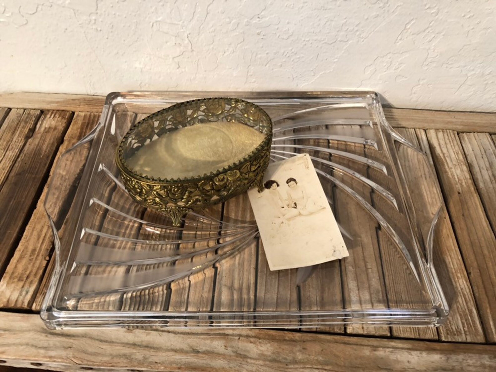 Vintage Pressed Glass Vanity Tray Etsy