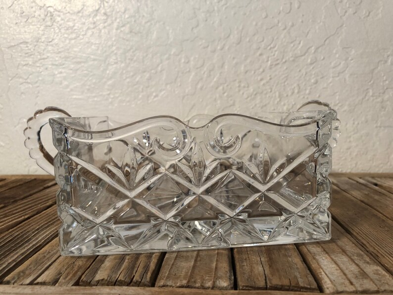 Vintage Leaded Cut Glass Double Handled Serving Dish - Etsy