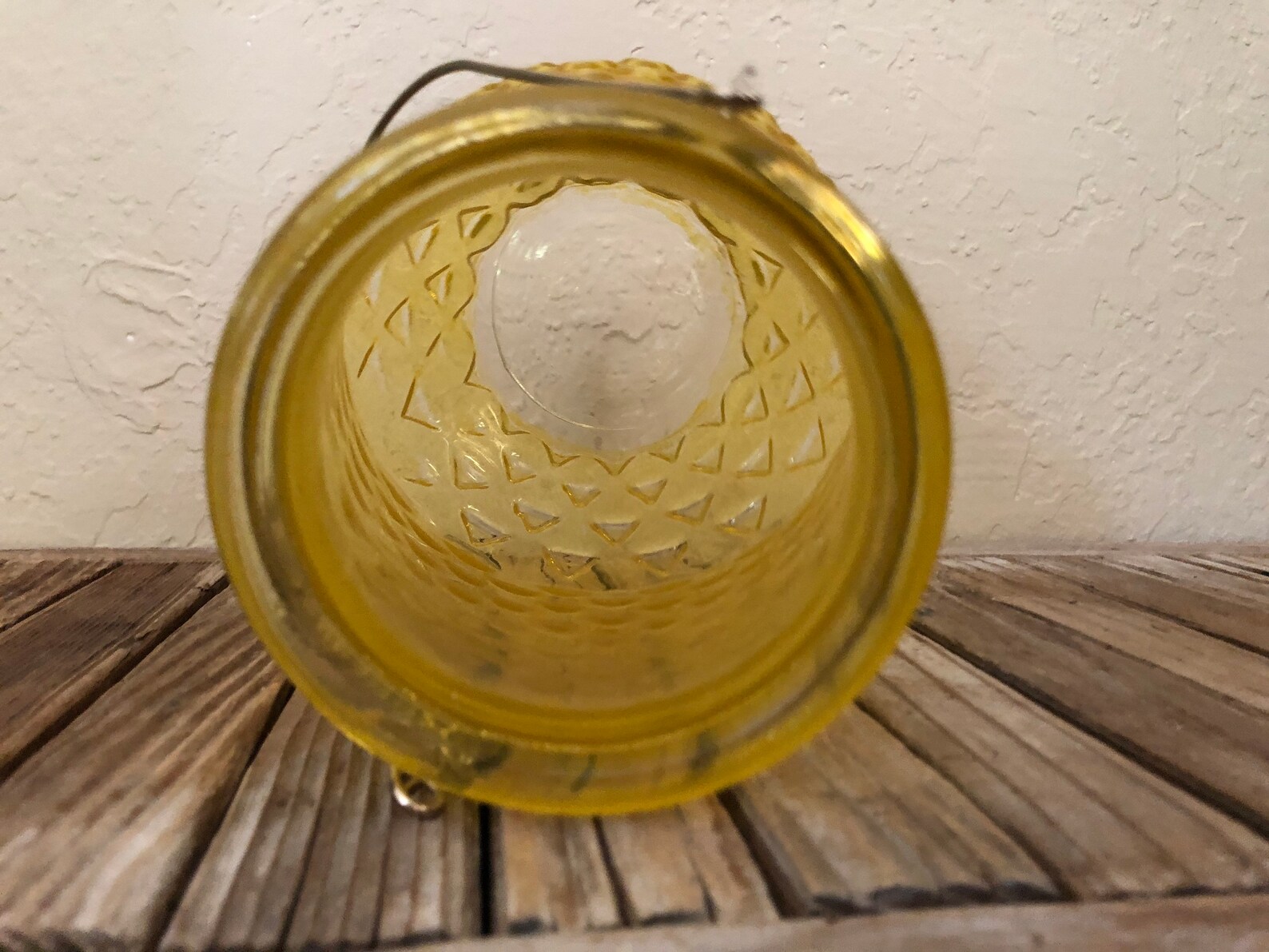 Vintage Yellow Triangle Pressed Glass and Silver Wire Candle - Etsy