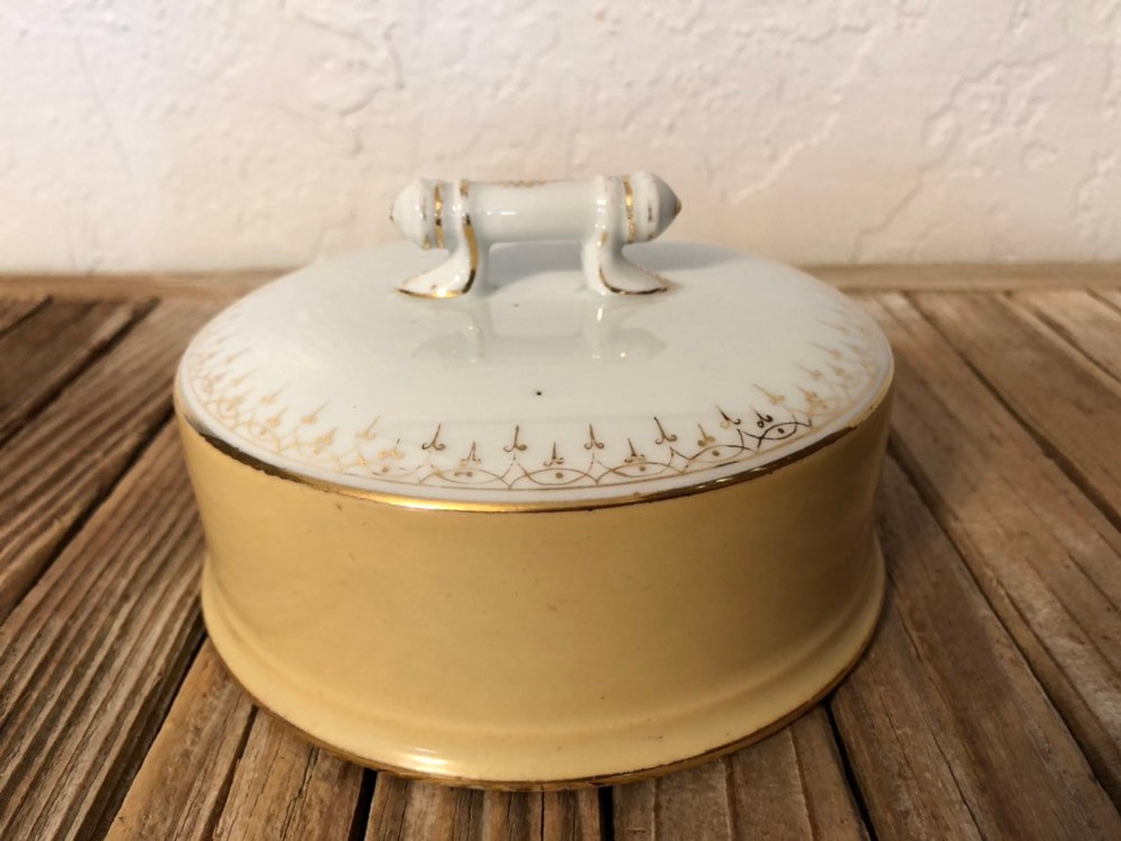 Antique Regency Yellow and Gold Ceramic Cheese Cover - Etsy