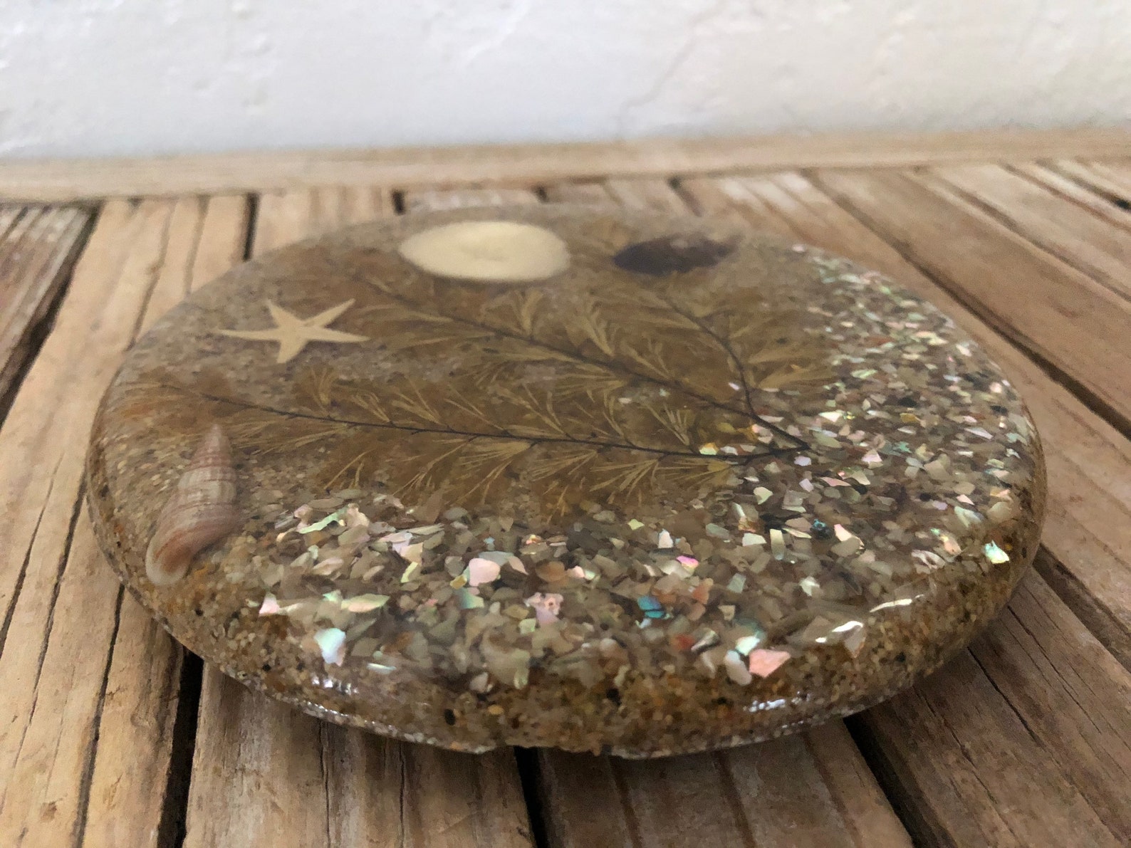 Vintage Acrylic Resin Shell Beach Trivet Craft House of Carmel - Etsy