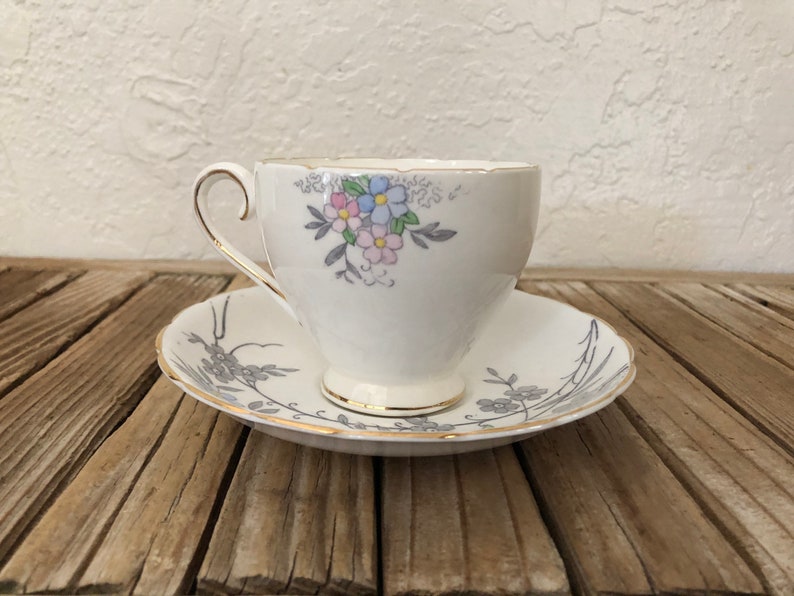Antique Floral Wellington China Bone China Teacup and Saucer - Etsy