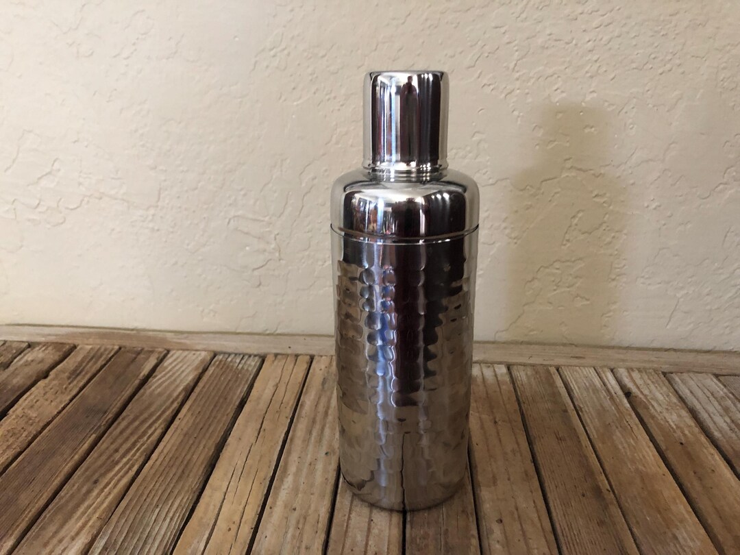 Vintage Minimalist Textured Stainless Cocktail Shaker - Etsy