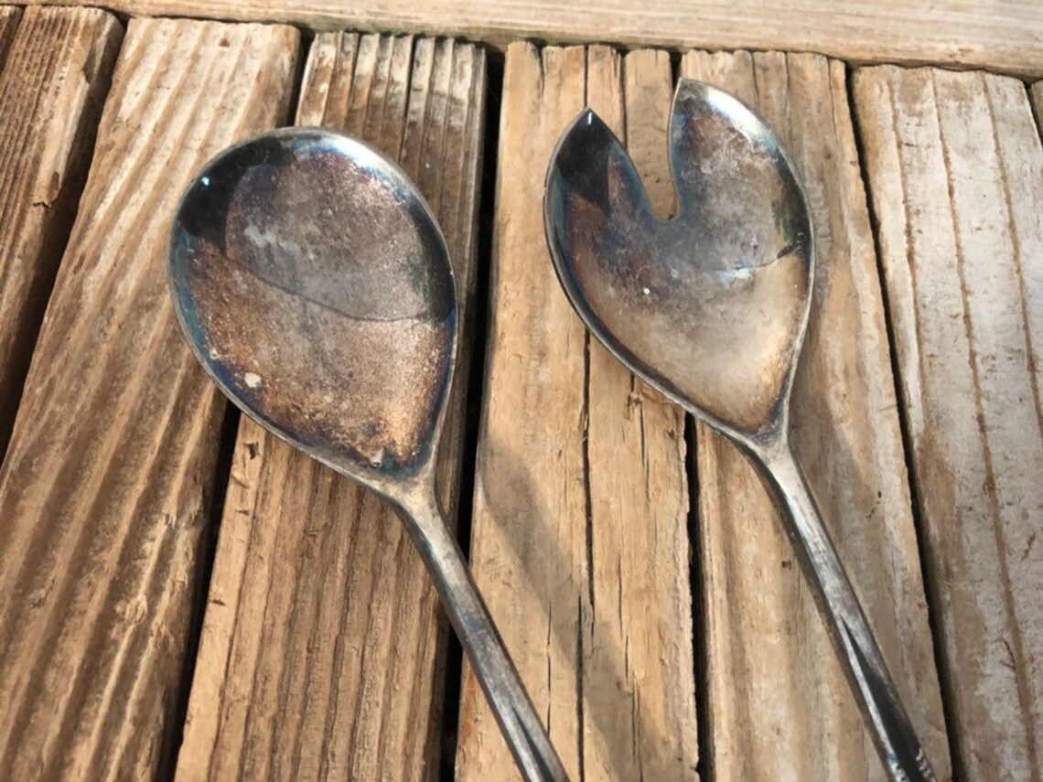 Set of Brama English E.P on Zinc Spoon and Fork Silver Serving | Etsy
