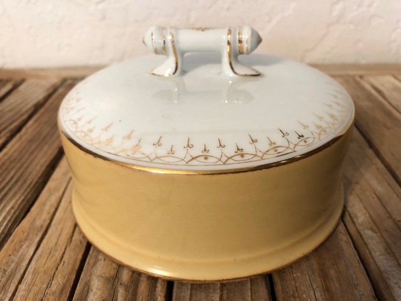 Antique Regency Yellow and Gold Ceramic Cheese Cover - Etsy