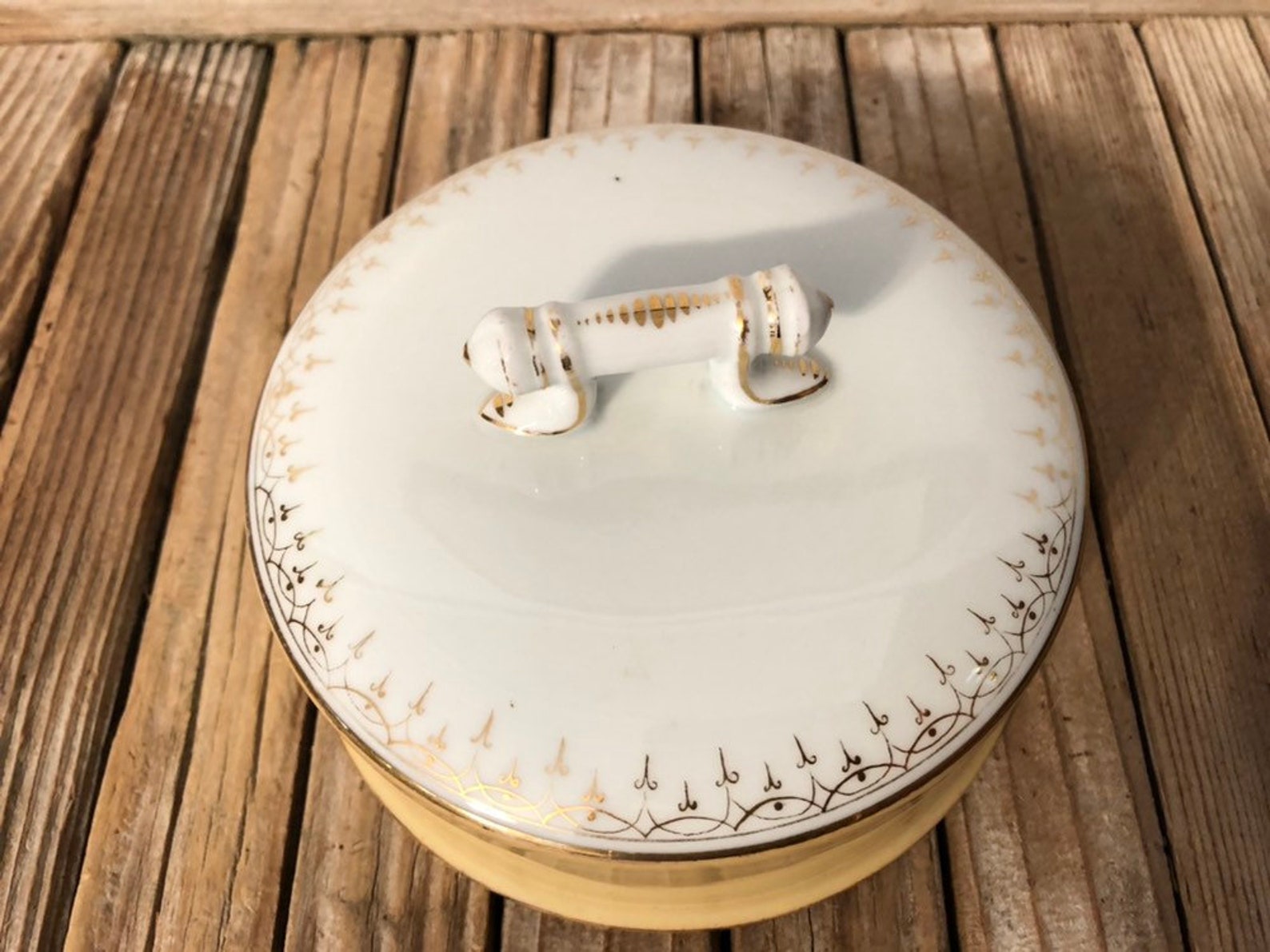 Antique Regency Yellow and Gold Ceramic Cheese Cover - Etsy