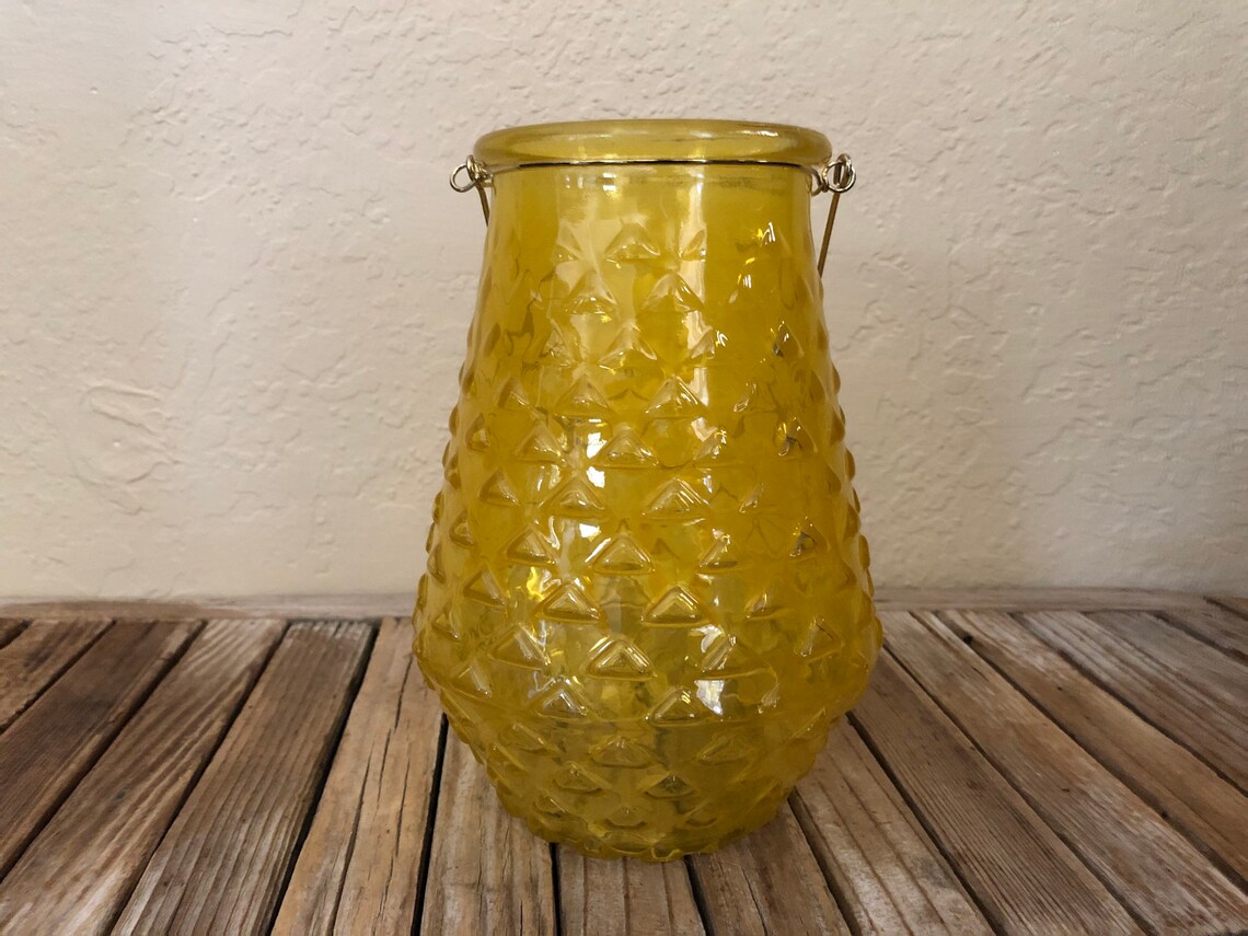 Vintage Yellow Triangle Pressed Glass and Silver Wire Candle - Etsy