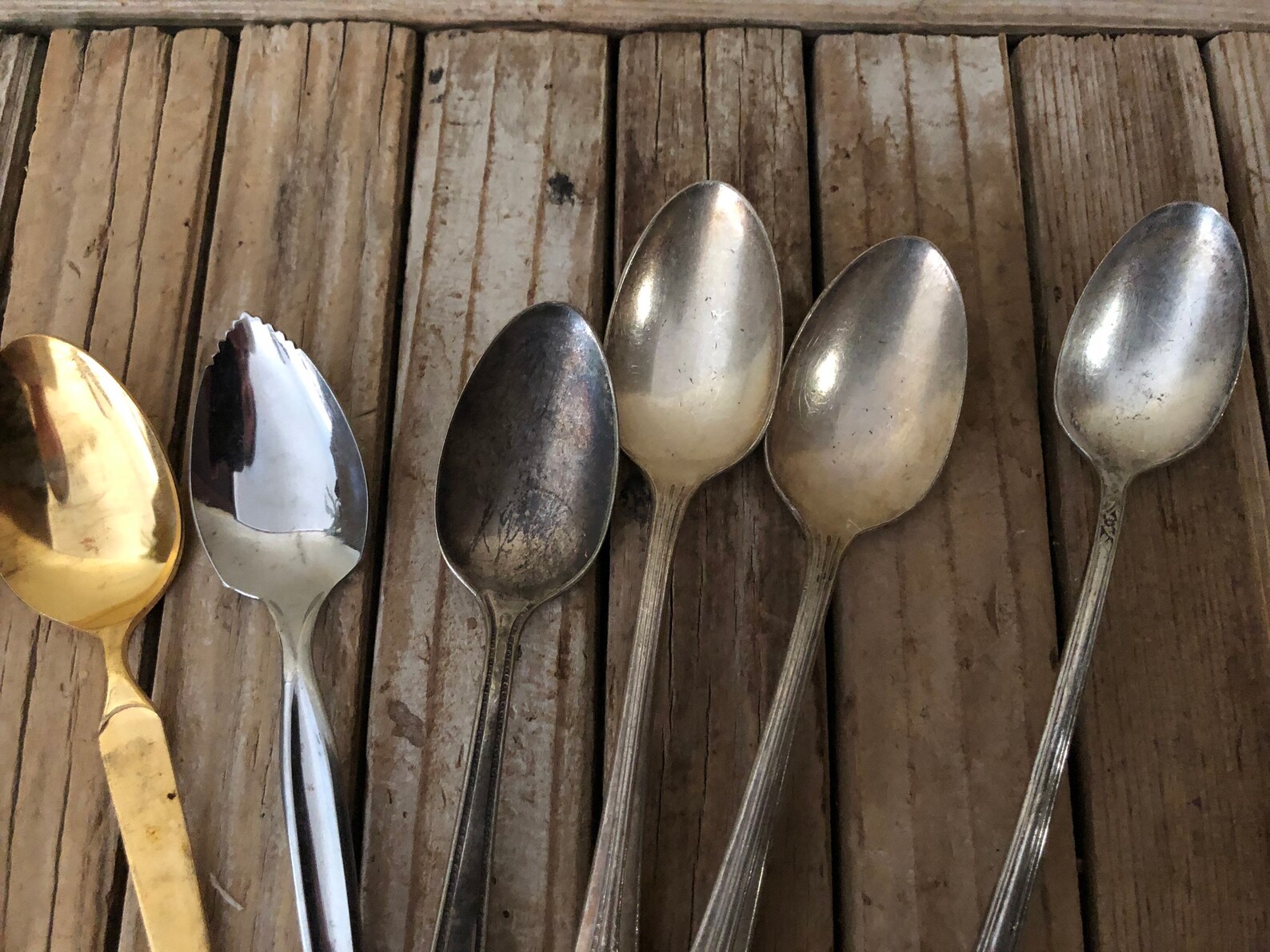 Set of Eight Antique Silver and Gold Spoons Sri Stainless Wm - Etsy