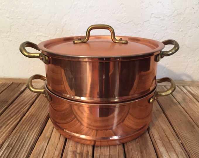 Vintage Copper and Brass Steamer Pot - Etsy