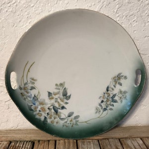 Antique Green and White Floral German Plate - Etsy