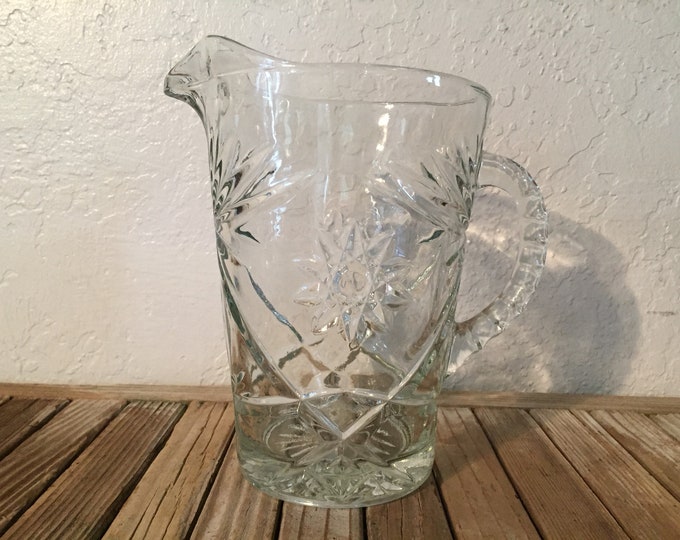 Vintage Cut Glass Star Glass Pitcher - Etsy