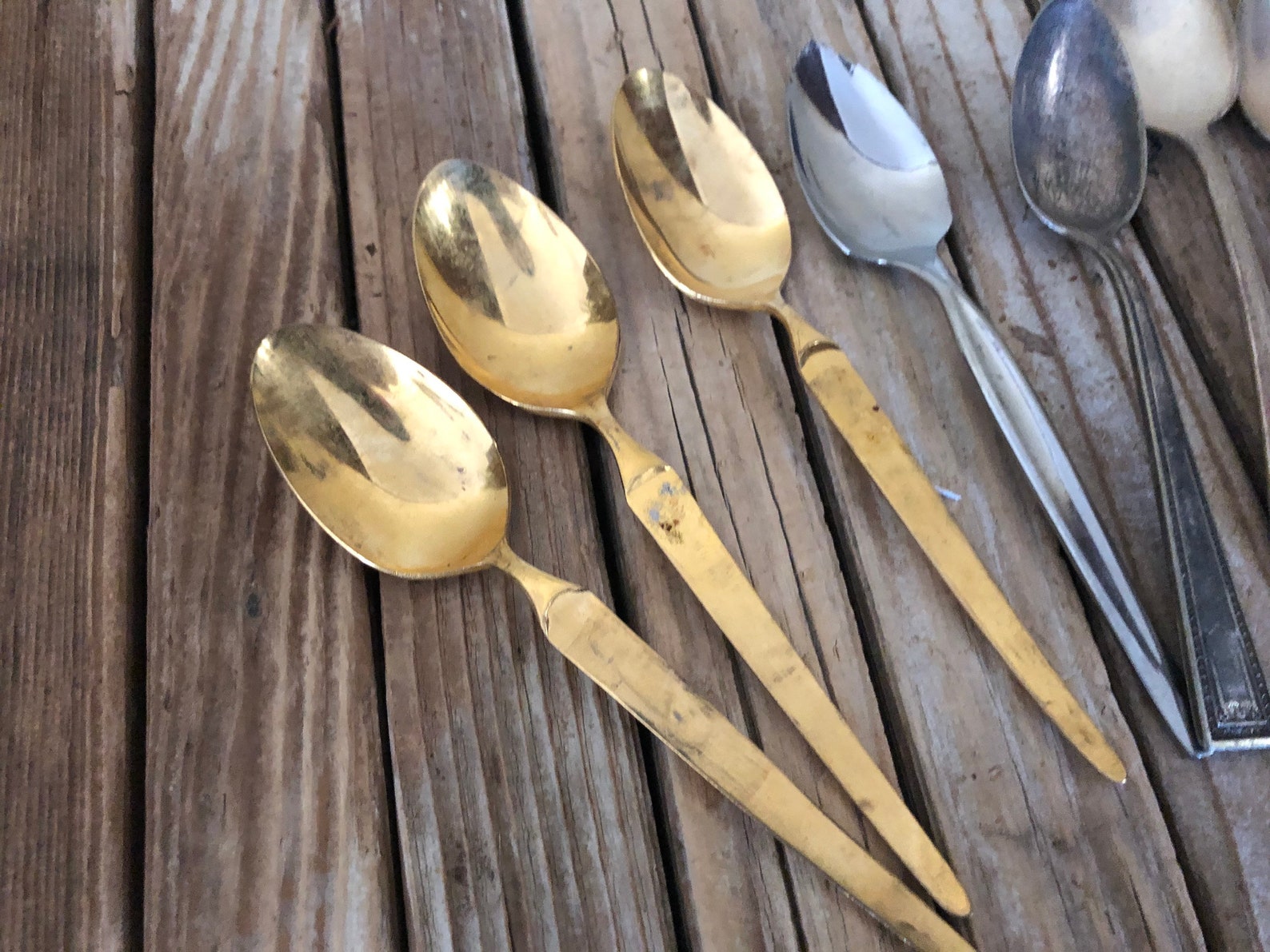 Set of Eight Antique Silver and Gold Spoons Sri Stainless Wm - Etsy