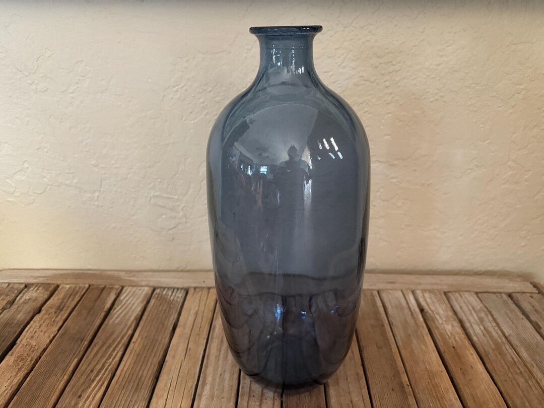 Vintage Smokey Blue Demijohn Bottle - Etsy