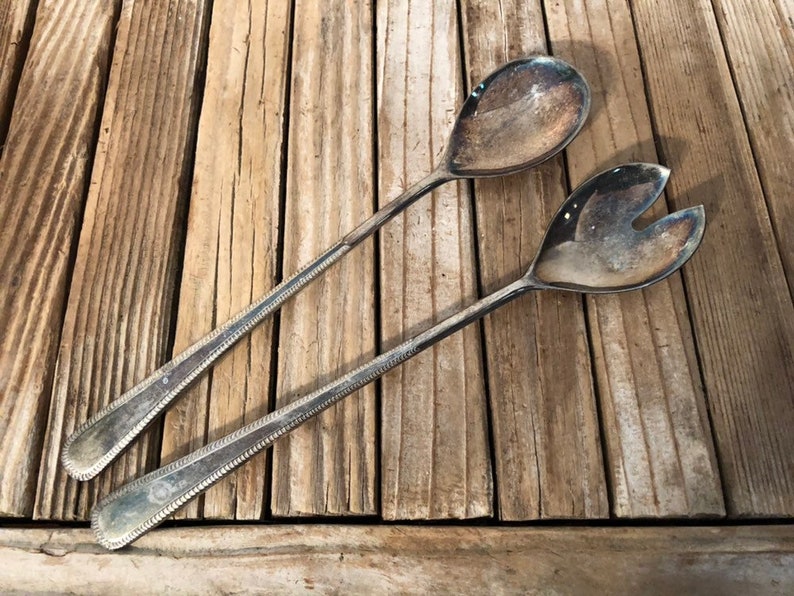 Set of Brama English E.P on Zinc Spoon and Fork Silver Serving | Etsy