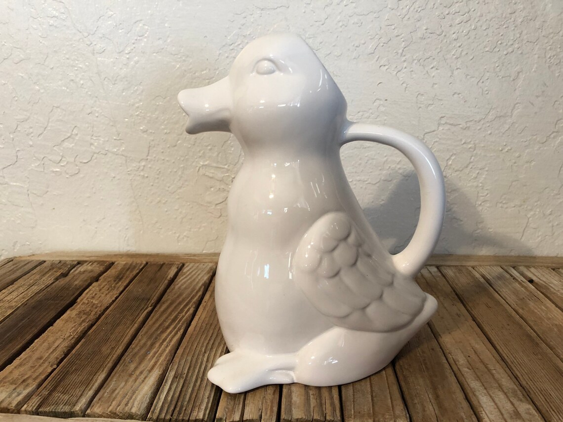 Vintage White Duck Pitcher - Etsy