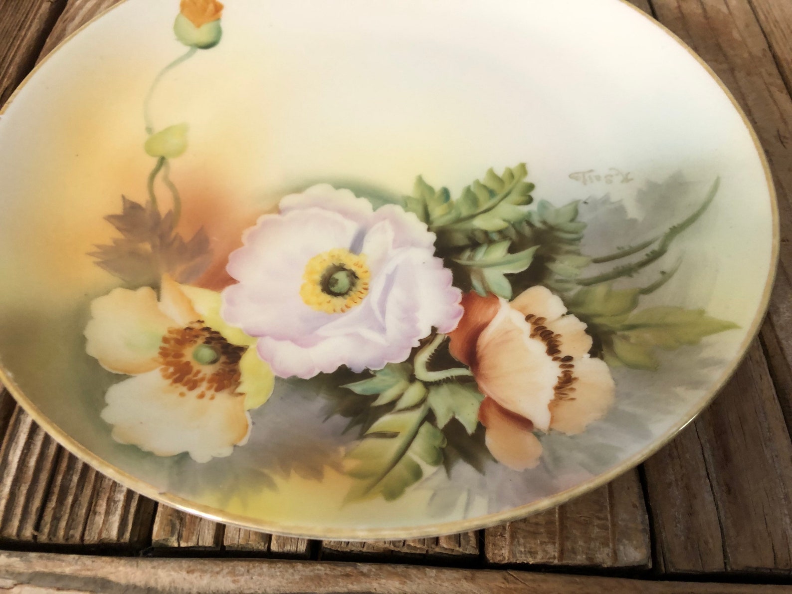 Vintage Hand Painted Nippon Floral Poppy Plate Wall Hanging - Etsy