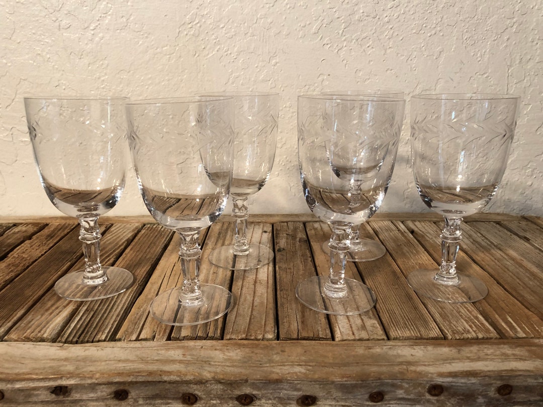 Set of 6 Etched Glass Champagne Wine Coupe Glasses - Etsy