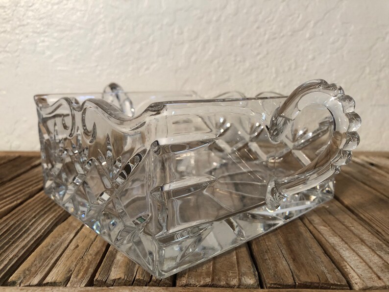 Vintage Leaded Cut Glass Double Handled Serving Dish - Etsy