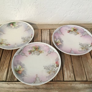 Antique Set of 3 Floral Victorian Plates - Etsy