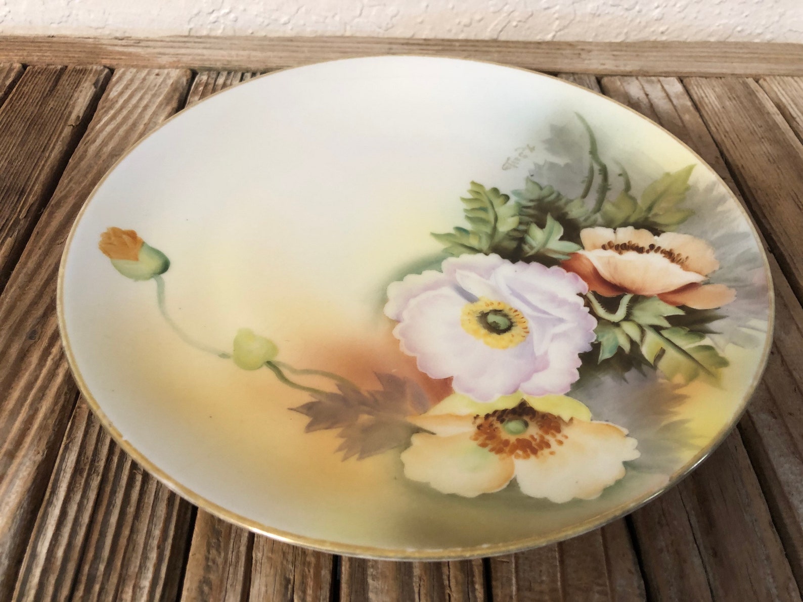 Vintage Hand Painted Nippon Floral Poppy Plate Wall Hanging - Etsy