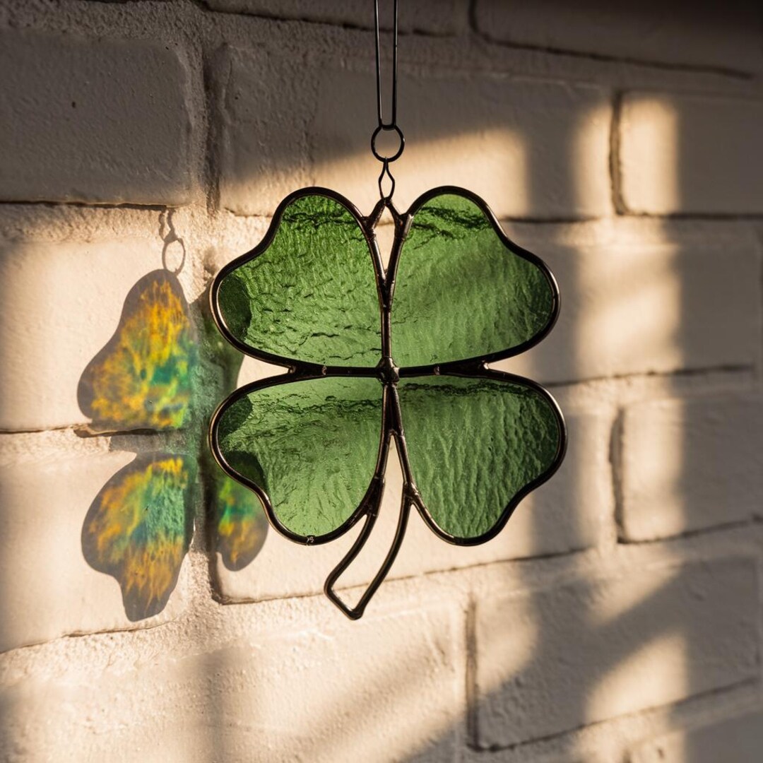 Four Leaf Clover Window Suncatcher, Lucky Shamrock Hanging Ornament, St ...