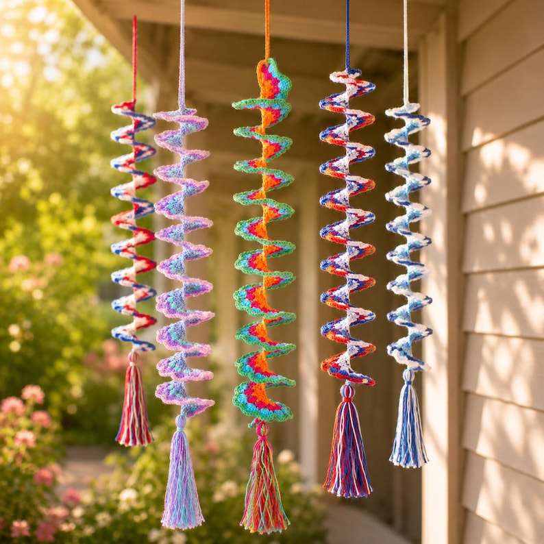 Crochet Patriotic Wind Spinner Pattern, Easy Amigurumi Spiral Garland ...