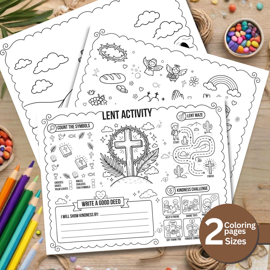 Lent Activity Placemat, Kids Coloring Page, Sunday School Craft ...