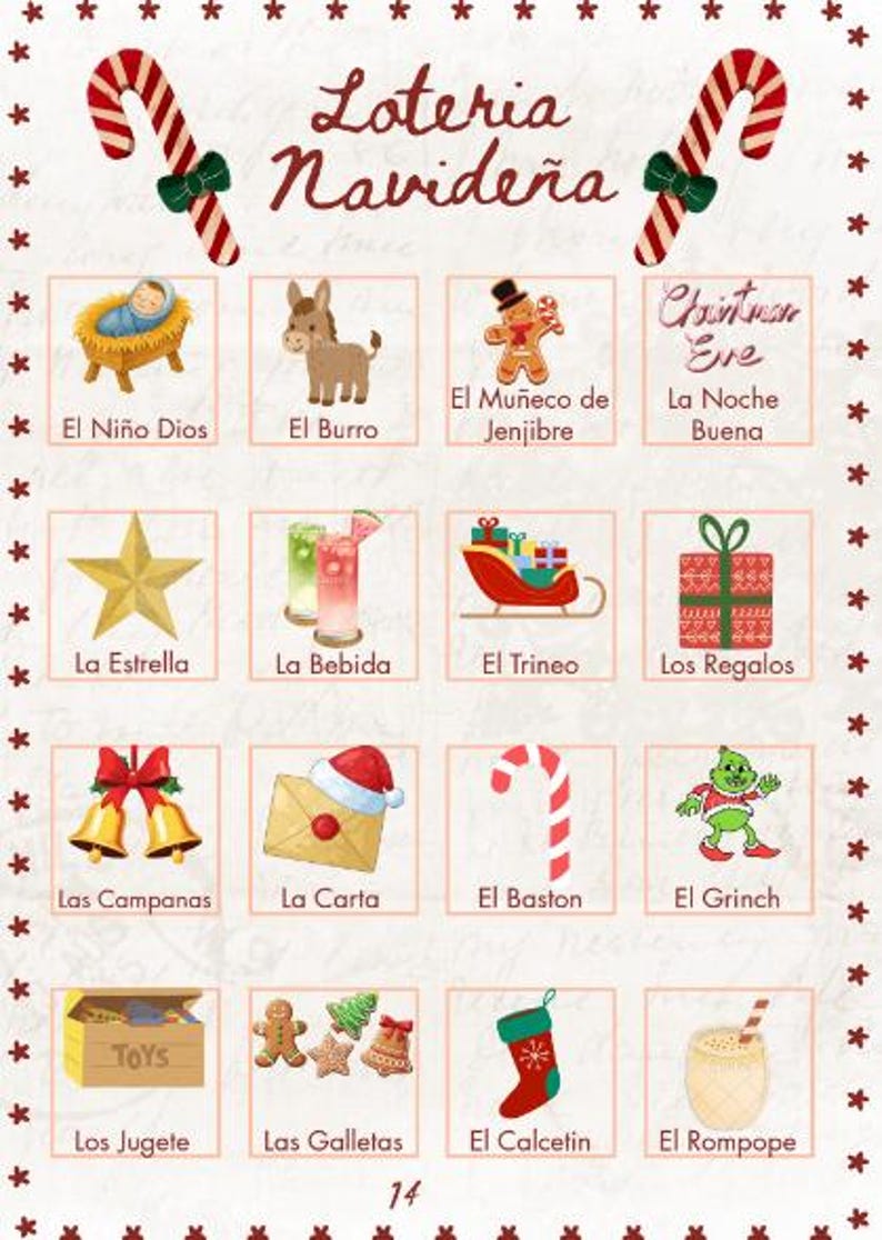 Lotería con temática navideña - Etsy España