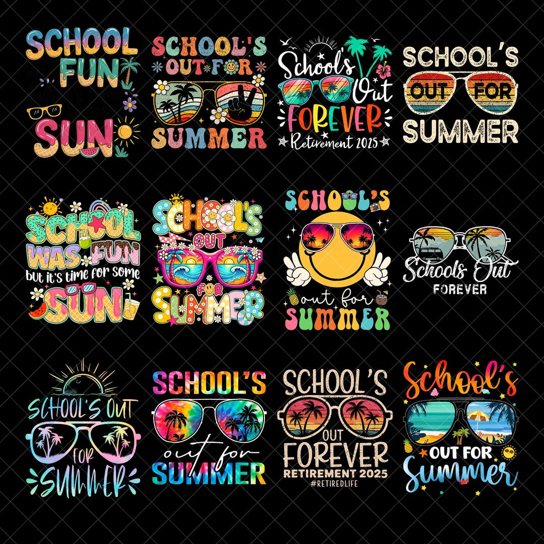 Schools Out for Summer PNG Bundle, Teacher Design Png, Last Day of ...