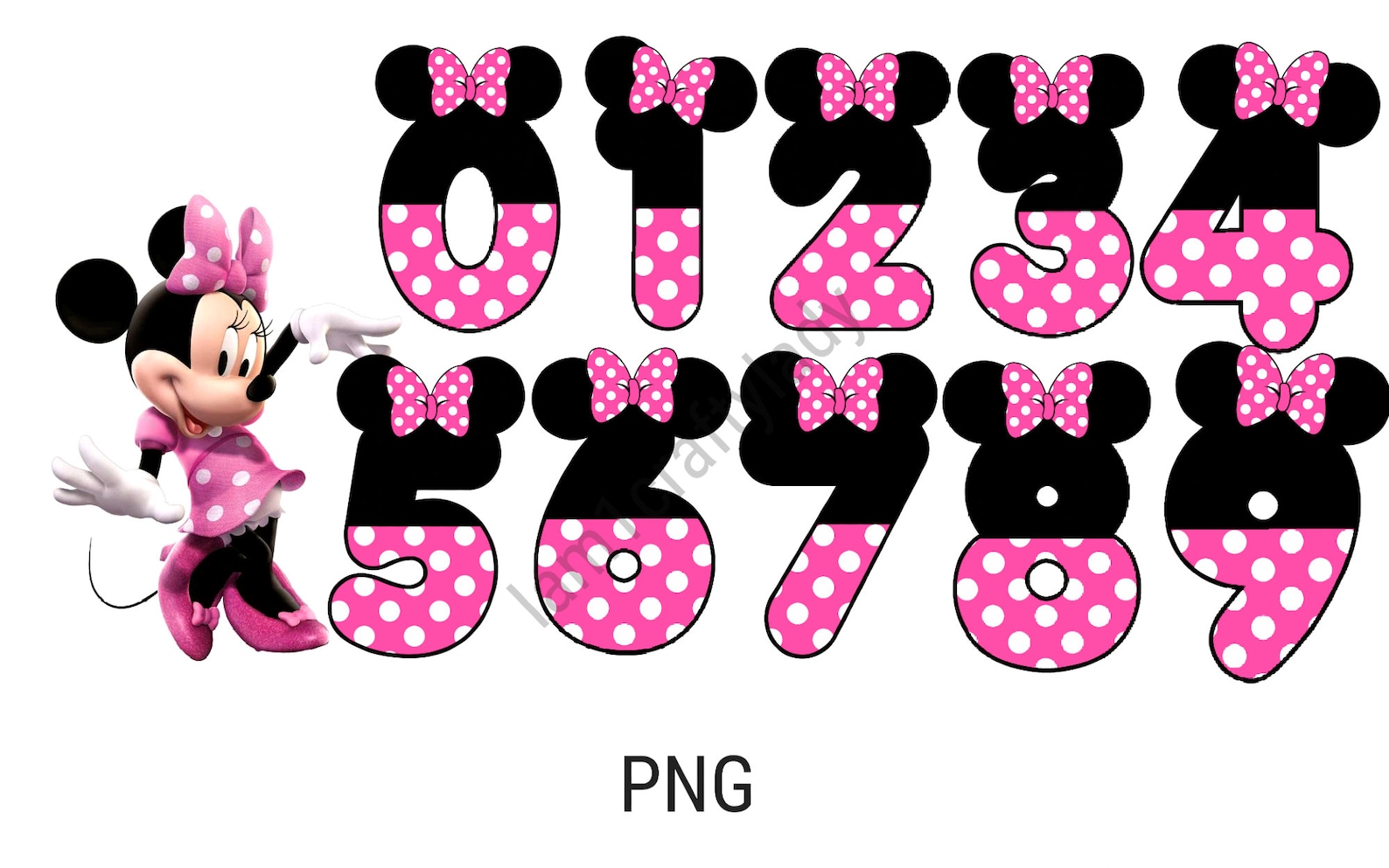 Minnie Mouse 1-10 Numbers PNG Sublimation Clip Art Minnie | Etsy