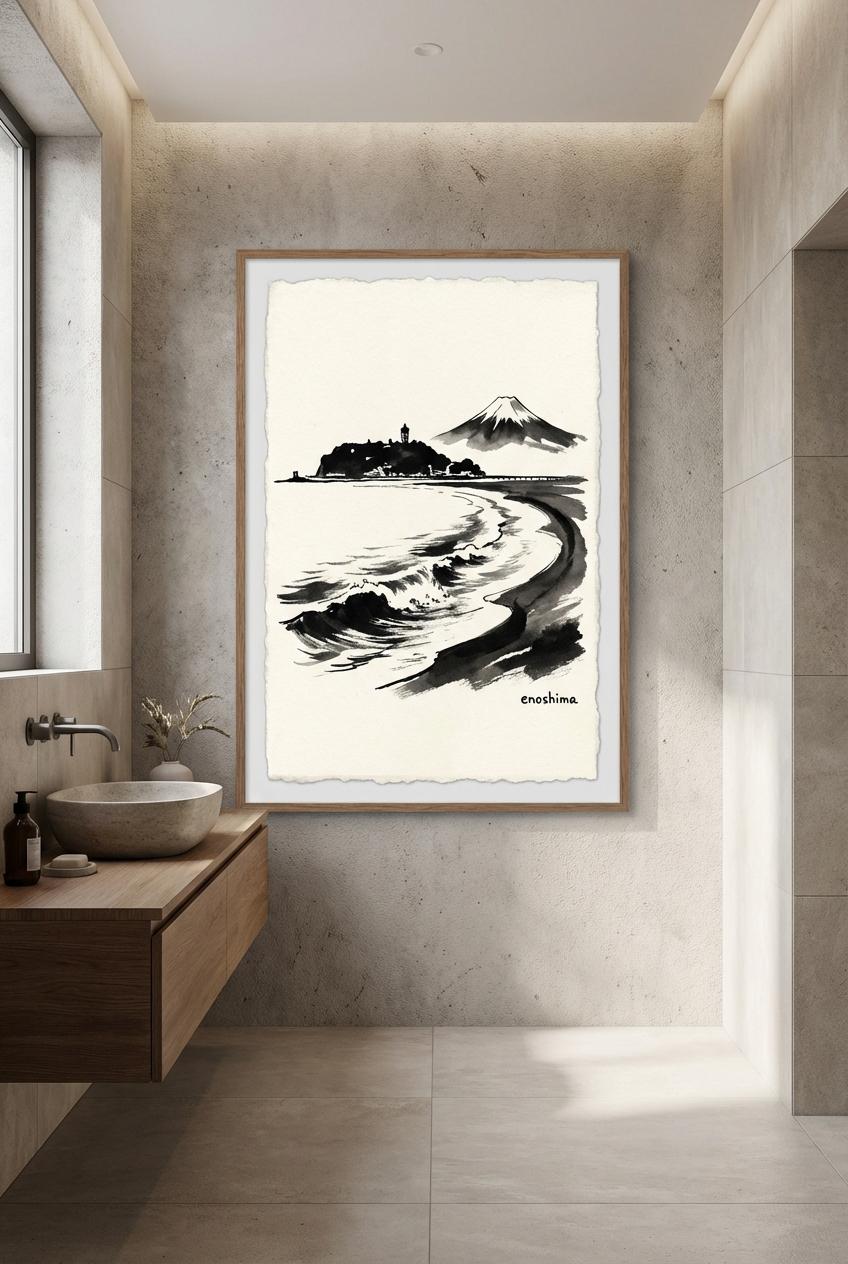 Enoshima Japan Wall Art, Japandi Print, Minimalist Digital Download ...