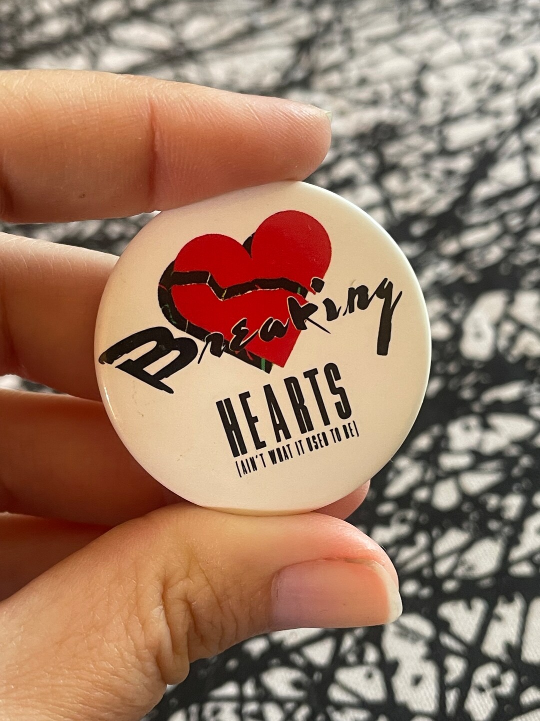 Vintage Elton John Pin Back Button Breaking Hearts Aint What It Used to ...